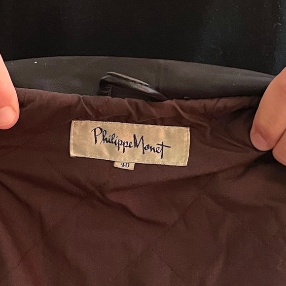 Philippe Monet | Jackets & Coats | Vintage Dark Brown Leather Jacket ...